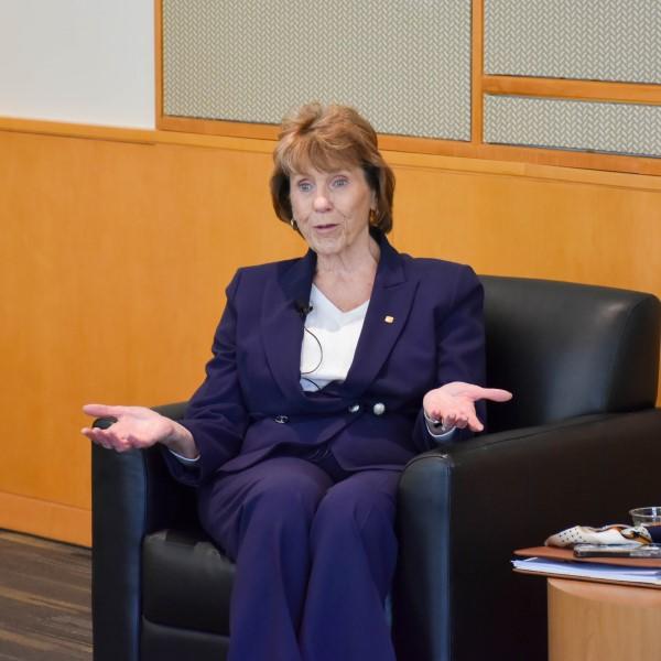 Dean hosts fireside chat with president and CEO of EagleBank Susan Riel ...