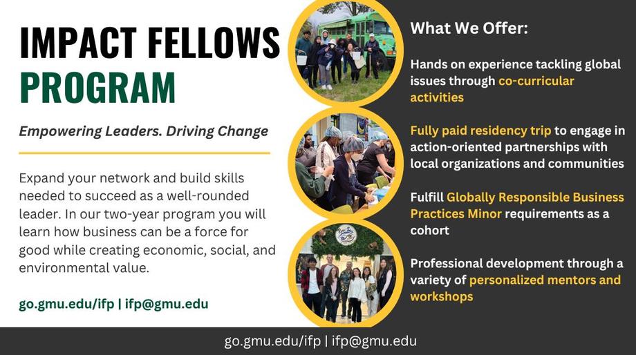 Discover the Impact Fellows Program! Virtual Interest Meeting, September 23 | George Mason ...